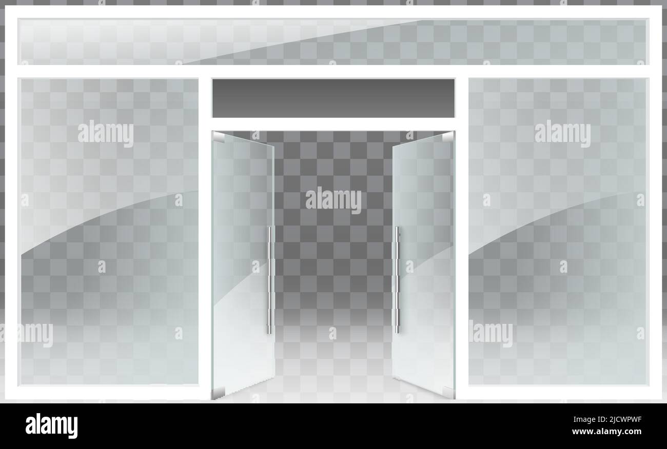 Glass shop store window and door realistic mockup Stock Vector Image ...