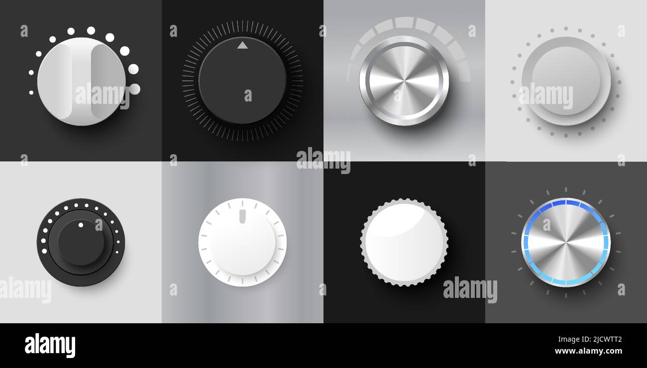 Round adjustment dial volume level knob set Stock Vector Image & Art - Alamy