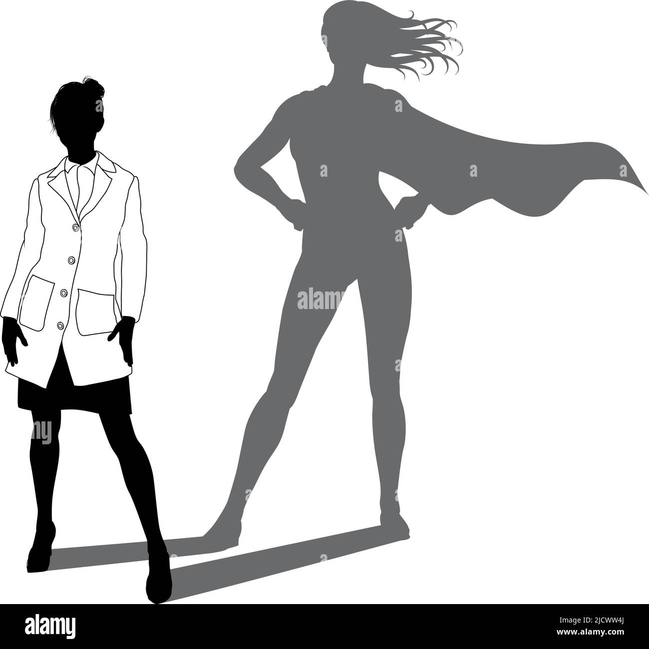 Superhero Scientist Super Hero Shadow Silhouette Stock Vector Image ...