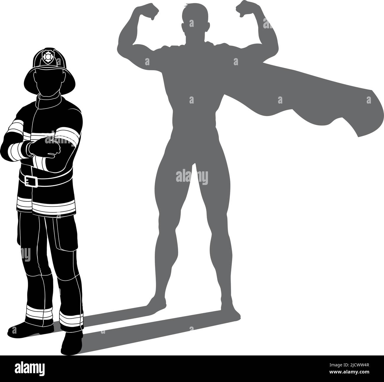 Superhero firefighter fireman Super Hero Shadow Stock Vector Image ...