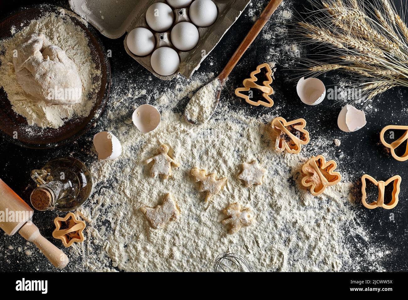 The process of making cookie, top view Stock Photo - Alamy