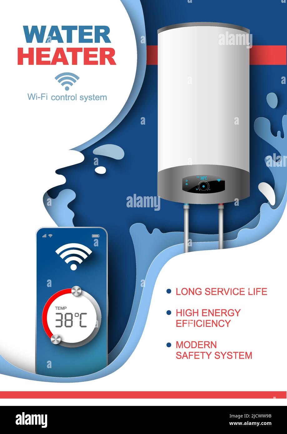 Smart water heater or boiler advertisement poster Stock Vector Image ...