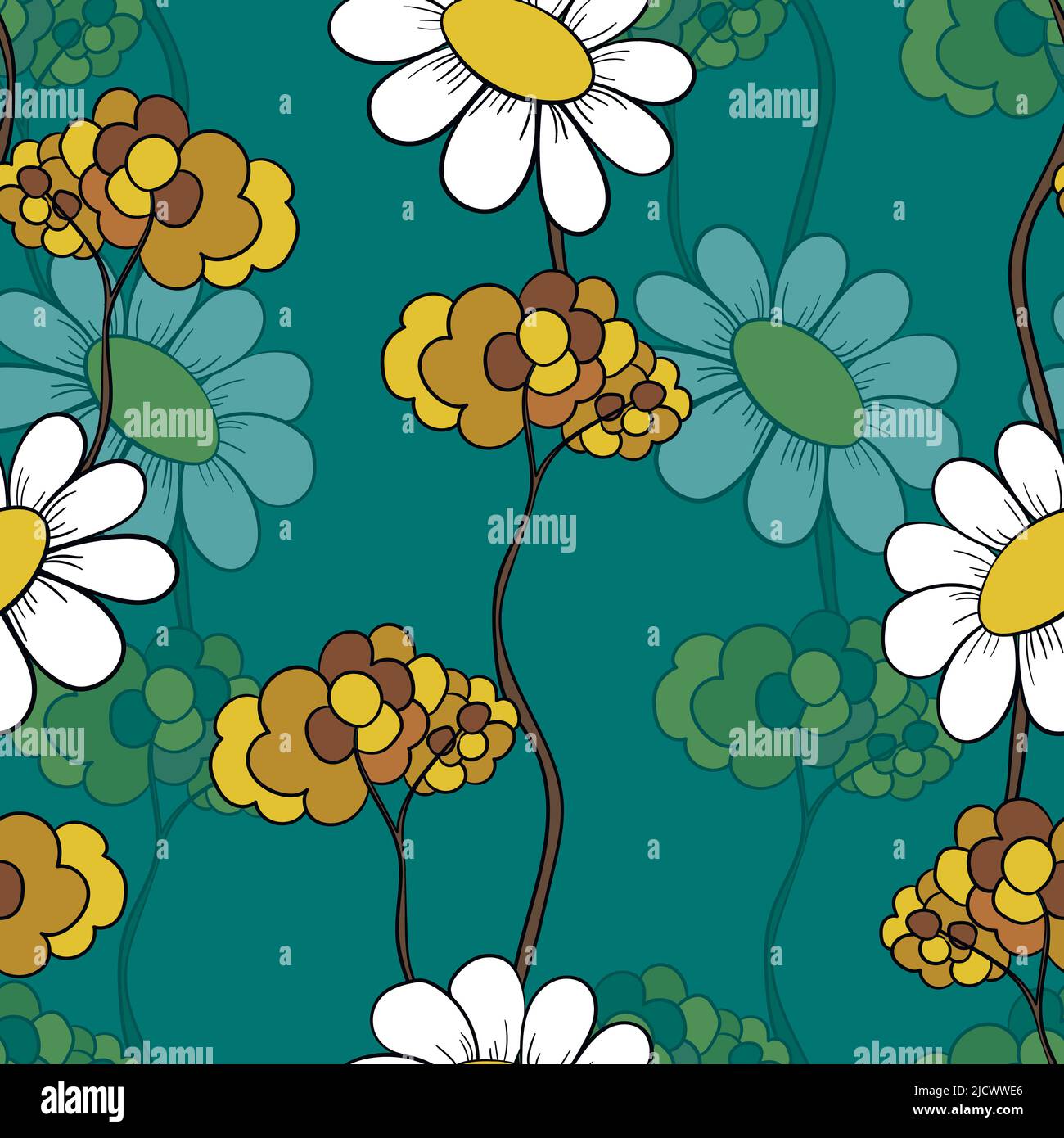 Seamless floral pattern based on traditional folk art ornaments ...
