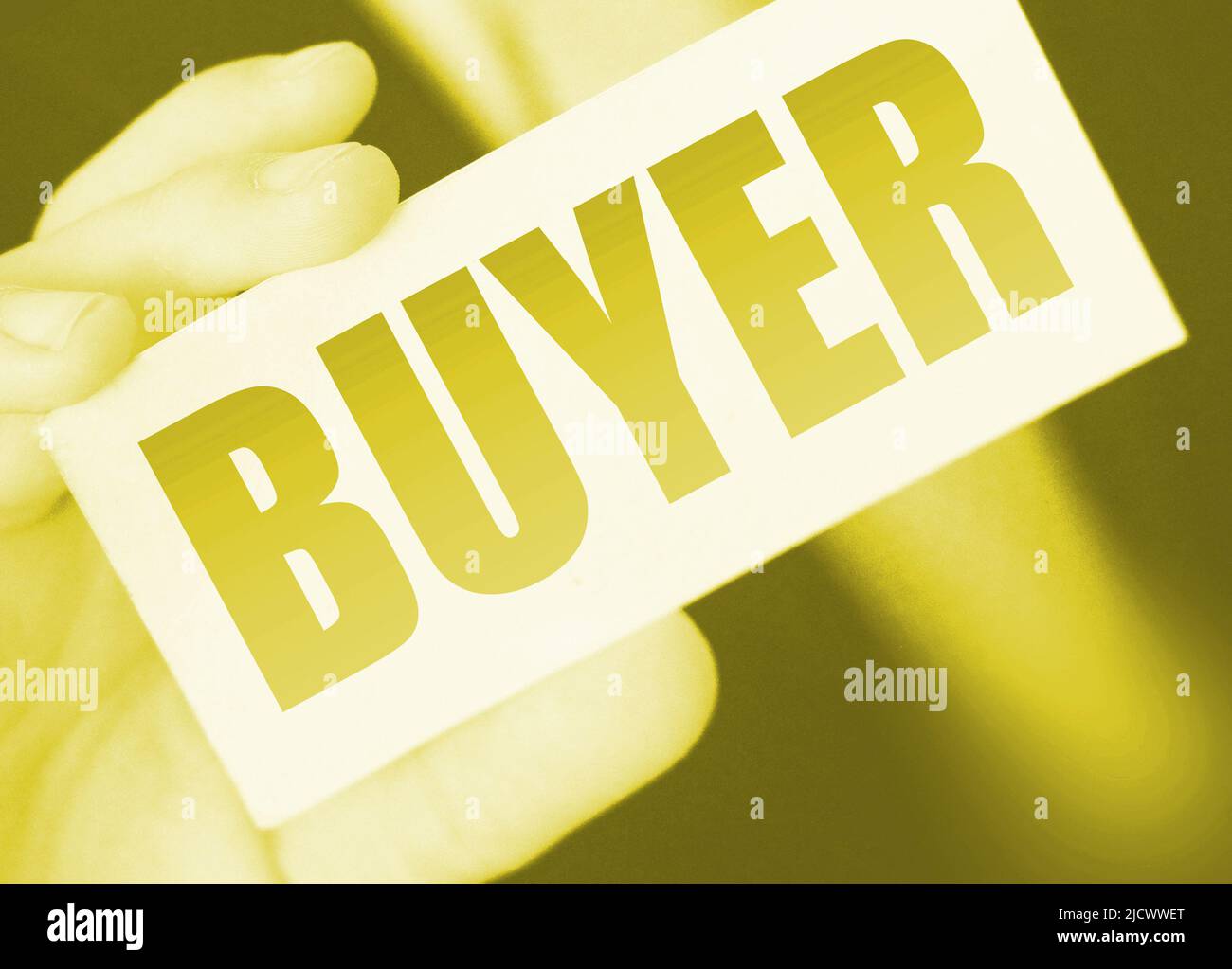 Buyer word on the card shown by a man. Customer business concept Stock ...