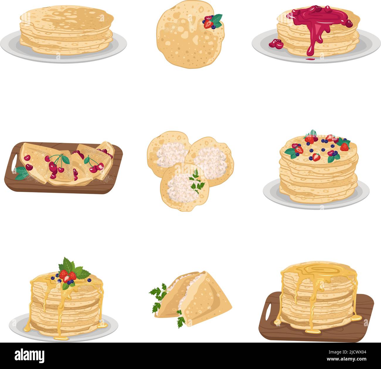 Breakfast plate jam cheese Stock Vector Images - Alamy