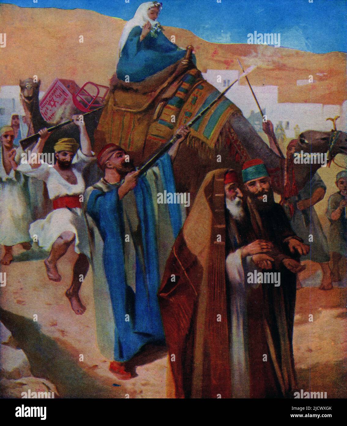 Illustration of a a village bride's procession. The Original caption ...