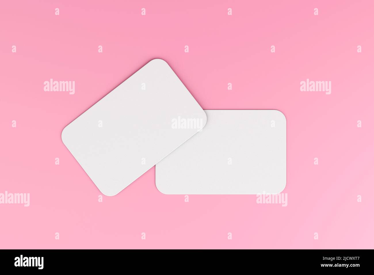 Blank white card isolated on pink pastel color background minimal ...