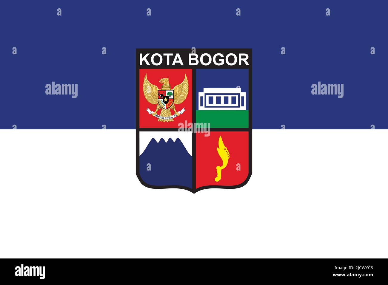 Top view of flag City Bogor Indonesia. Indonesian travel and patriot ...