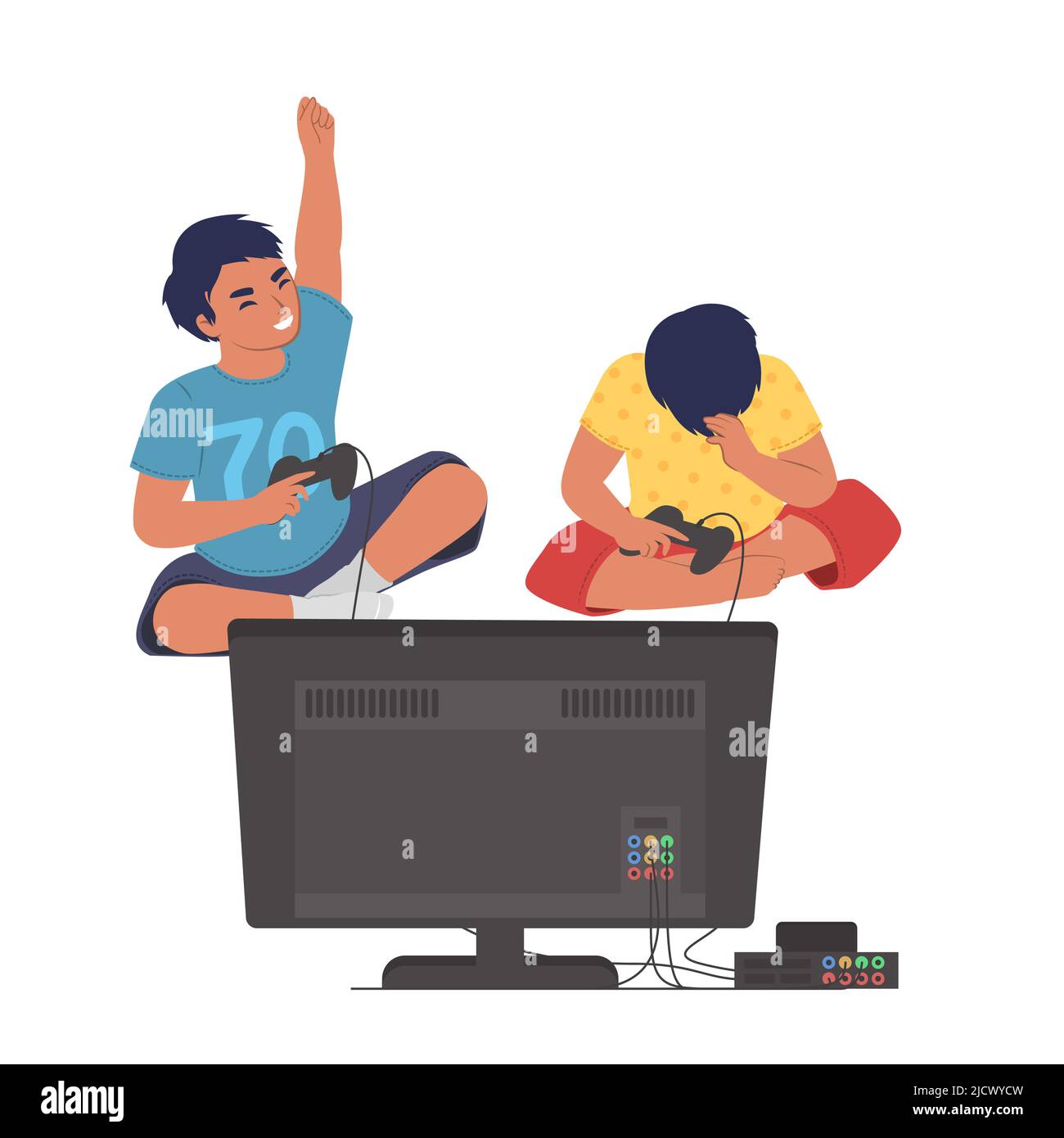 Two boys video game player vector illustration Stock Vector Image & Art ...