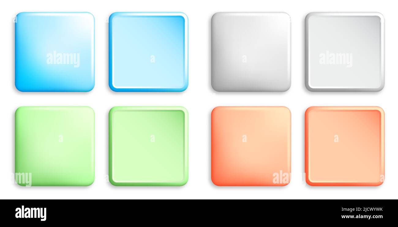 Set of square multi colored buttons with rounded corners. Elements for ...