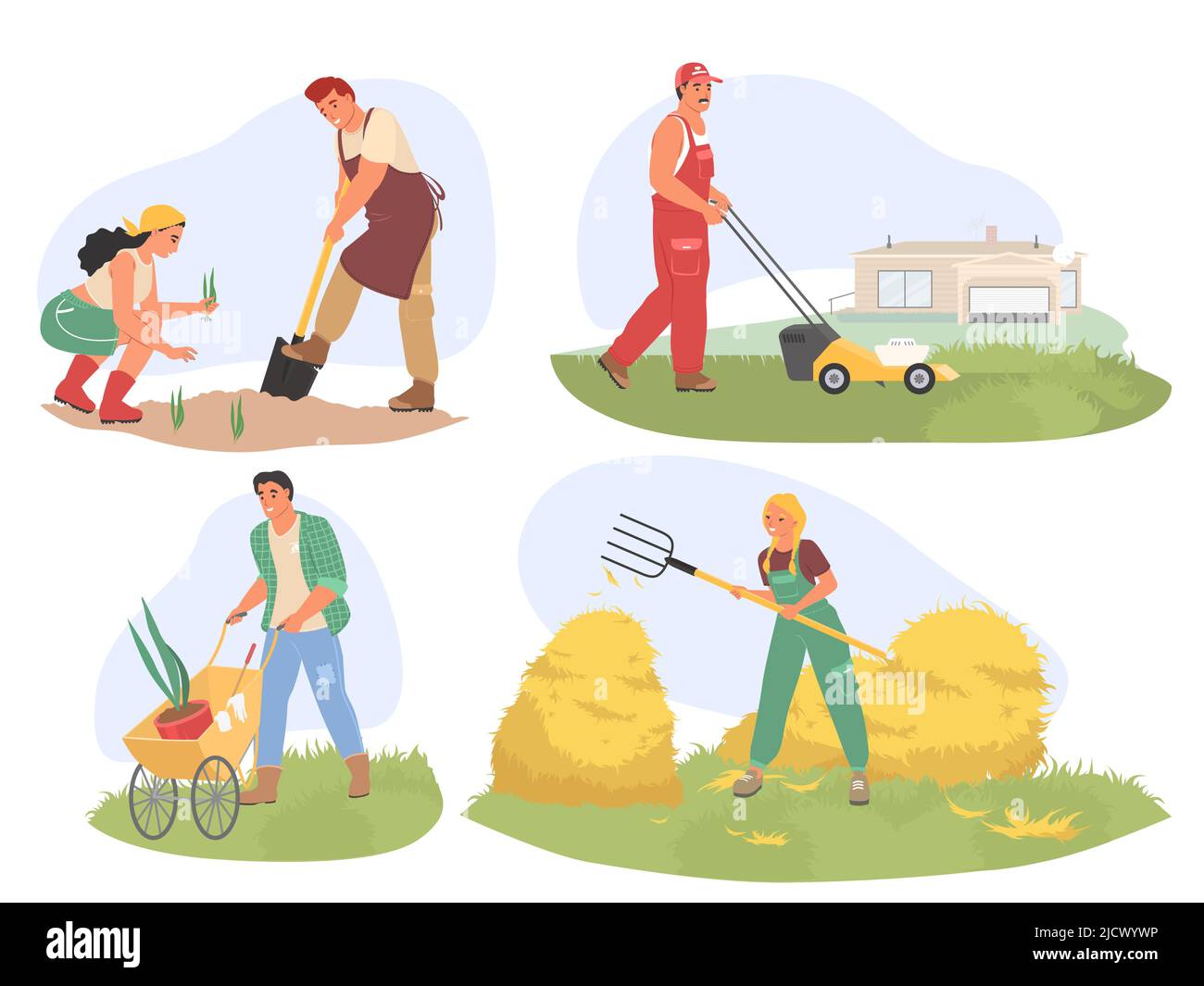 Farm life and agriculture worker vector set Stock Vector Image & Art ...