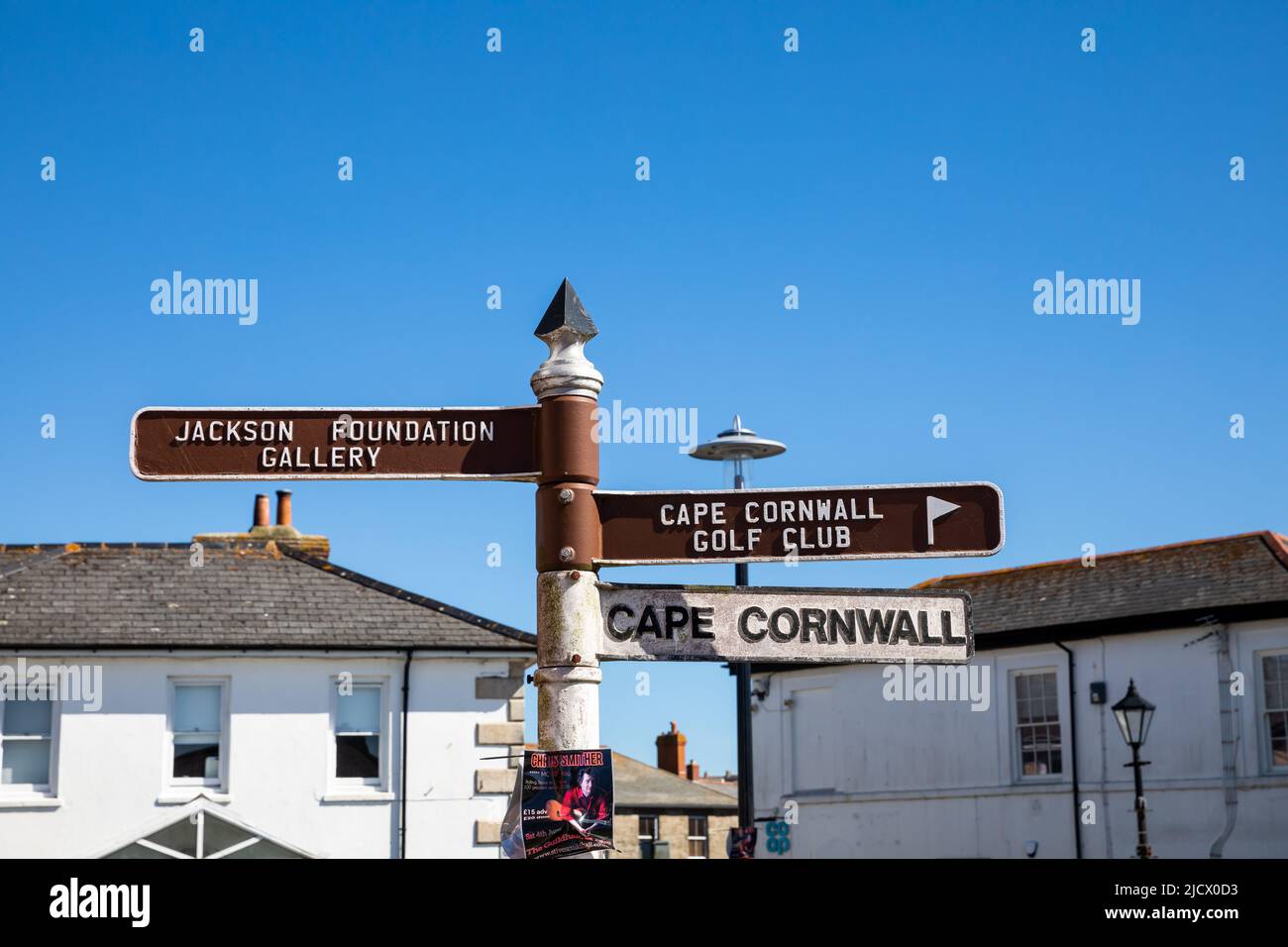 Brown information signs in St Just, Cornwall,uk Stock Photo - Alamy