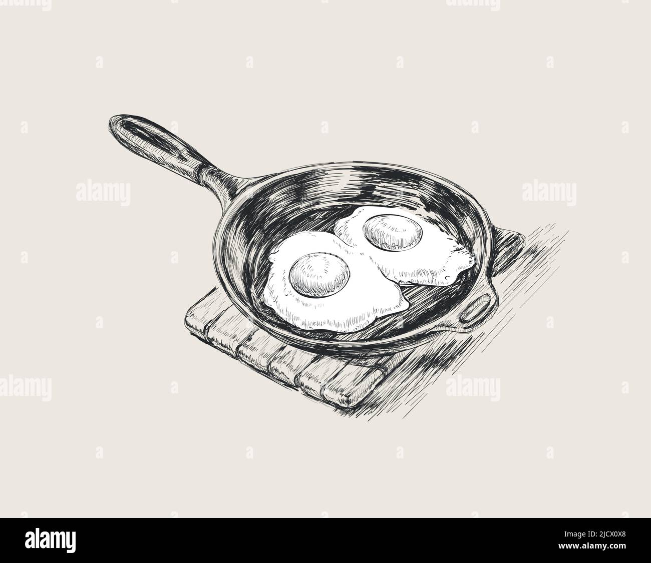 Hand frying eggs pan Stock Vector Images - Alamy
