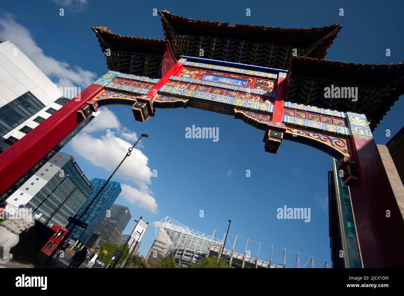 Chinatown arch at the entrance to Stowell Street, Newcastle upon Tyne ...