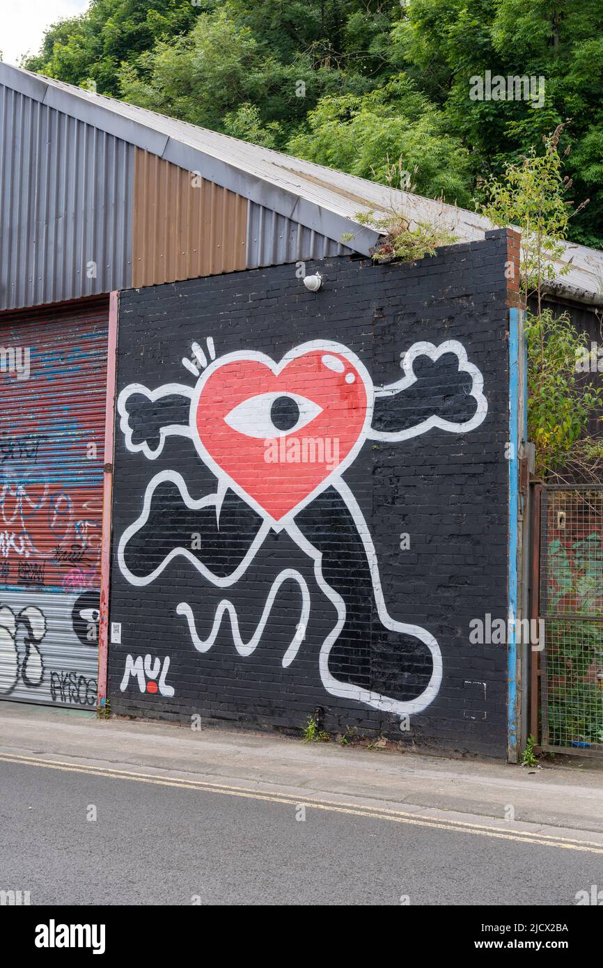 Building with artwork by Mul Draws in the Ouseburn cultural quarter of ...