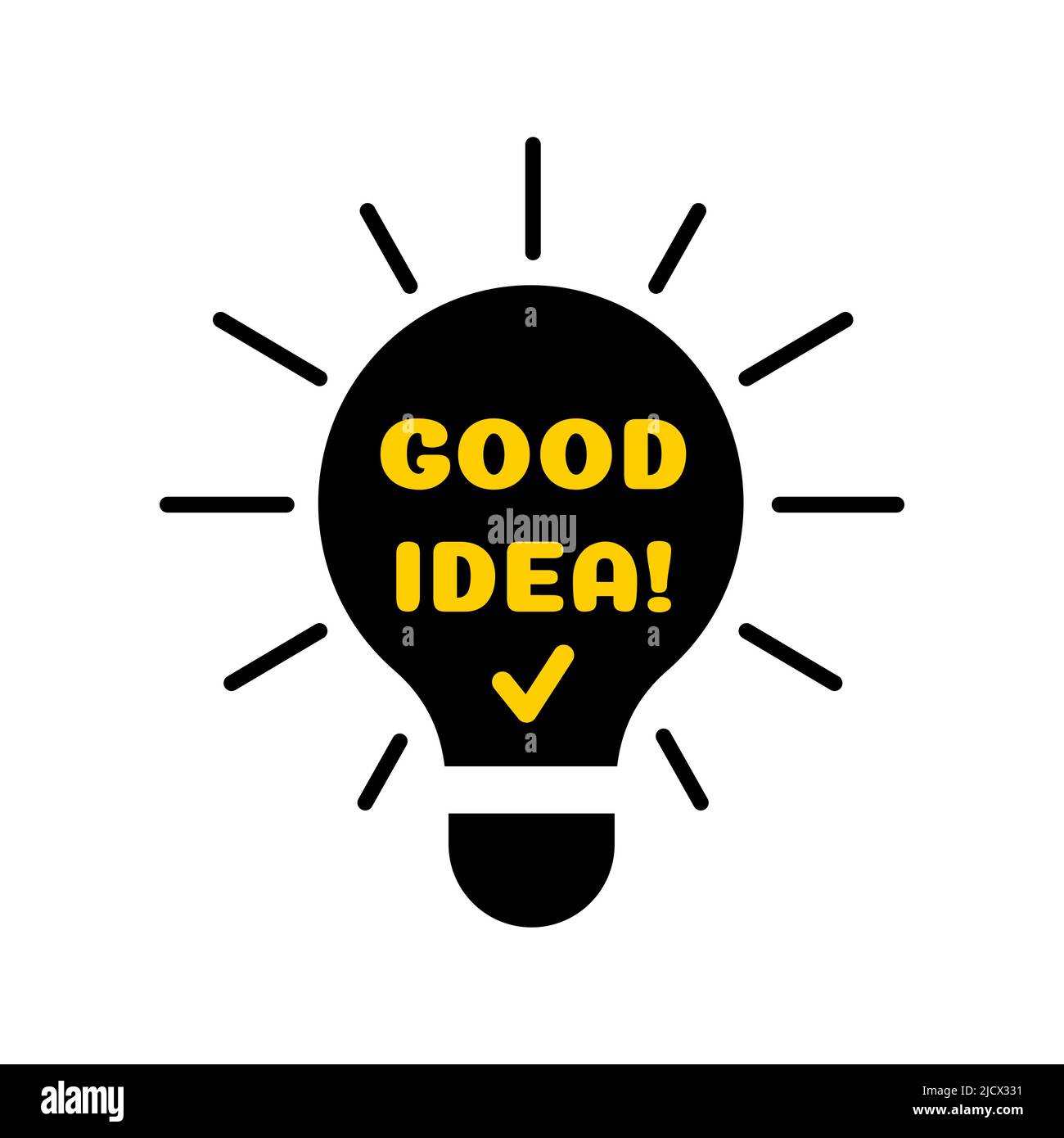 Good idea and check mark on black light bulb vector icon Stock Vector ...