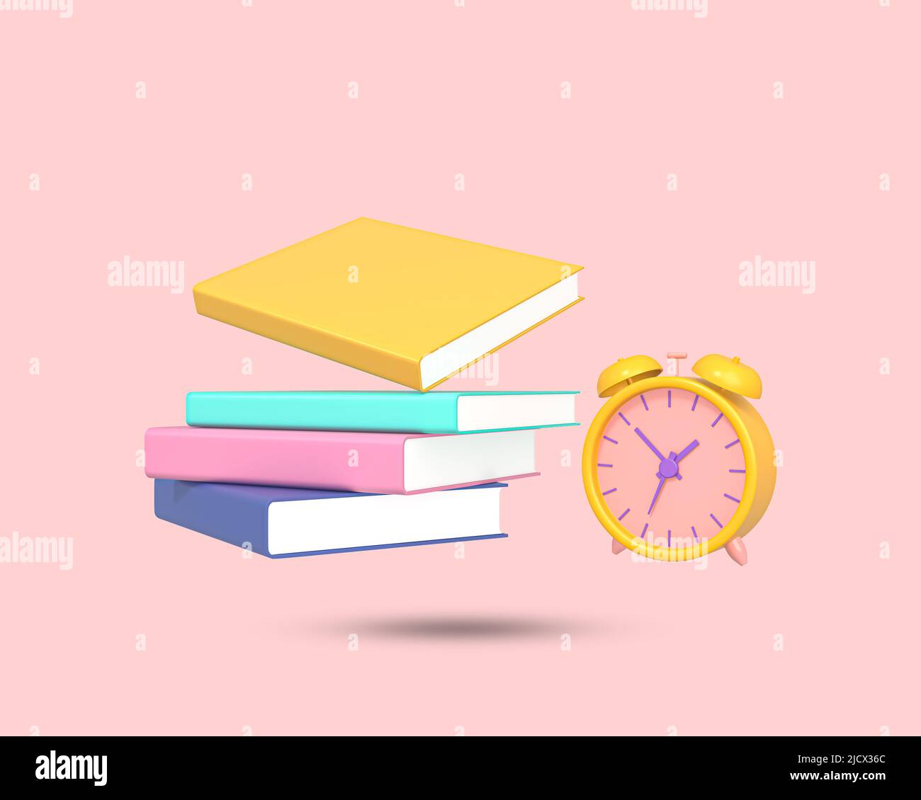Book with clock in 3D icon. Education and study concept symbol. 3D ...