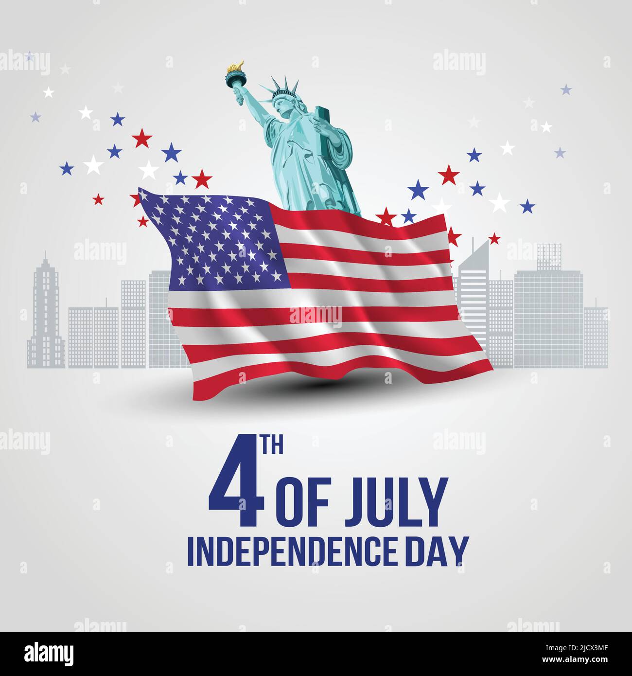happy independence day. 3d flag with statue of liberty. vector ...