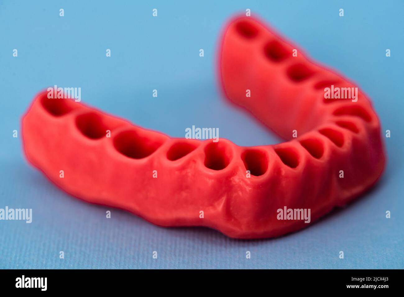 human gums without teeth model medical implant isolated on blue ...