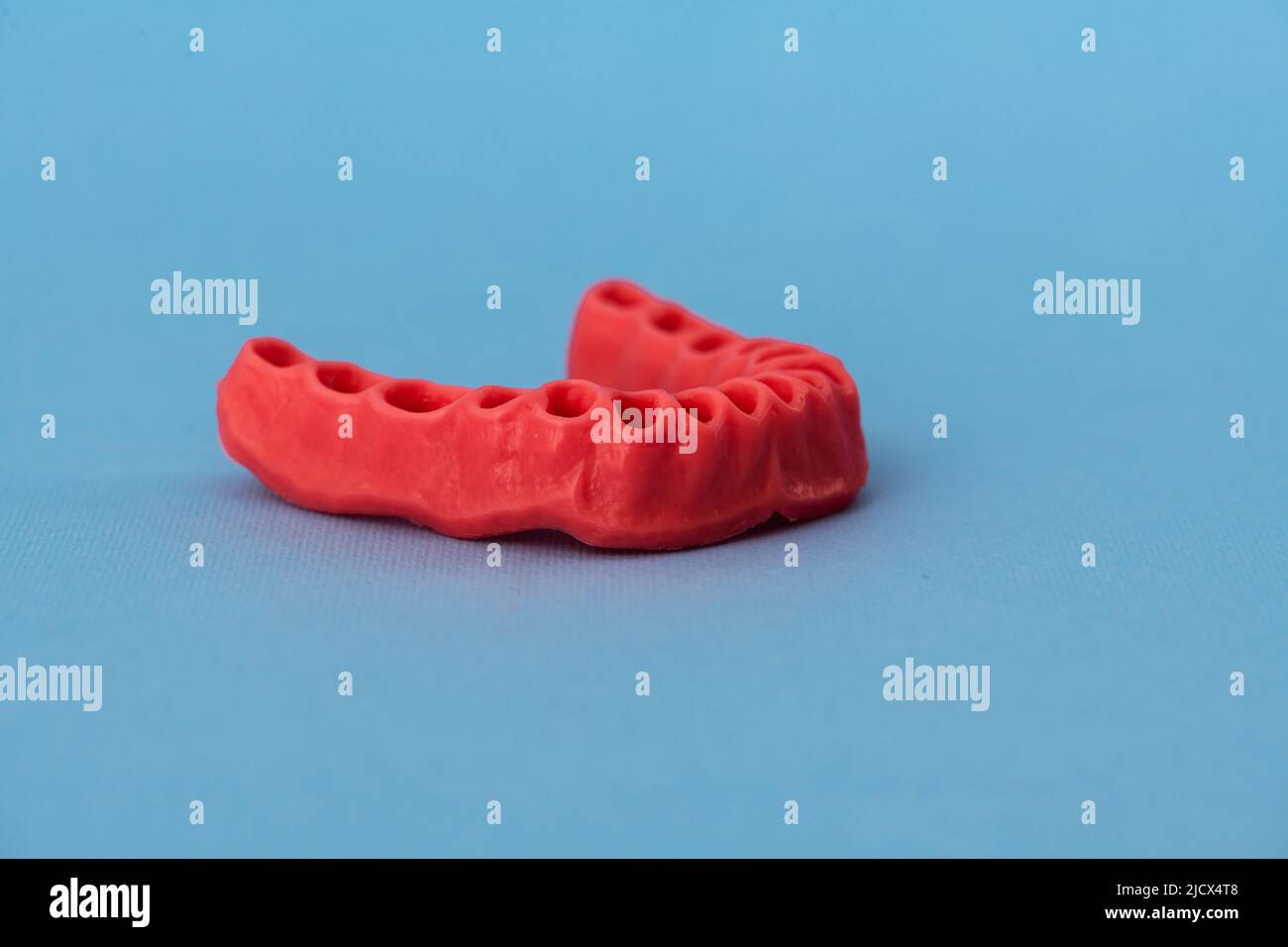 human gums without teeth model medical implant isolated on blue ...