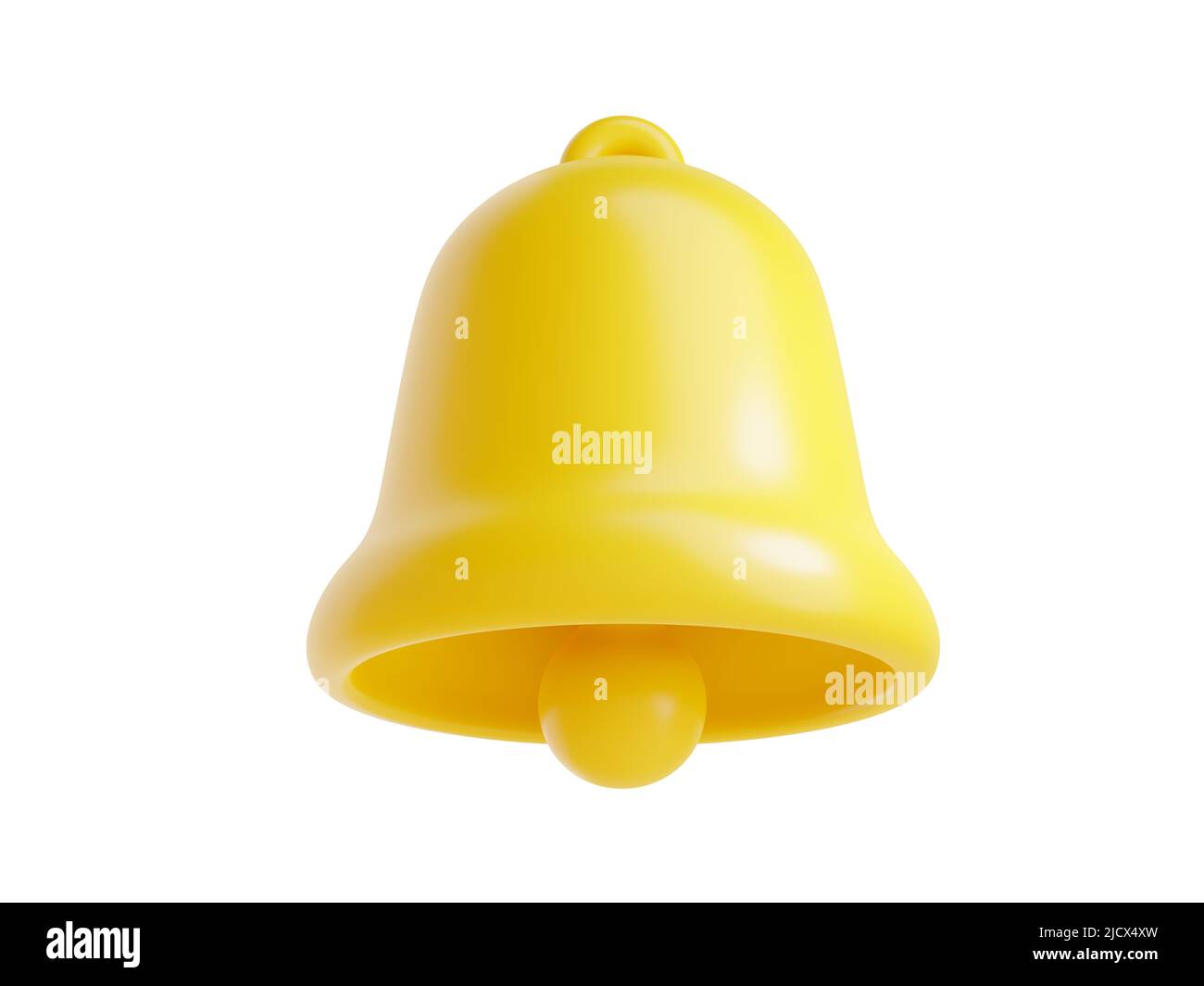 Notification bell icon 3d render - cute cartoon illustration of simple ...