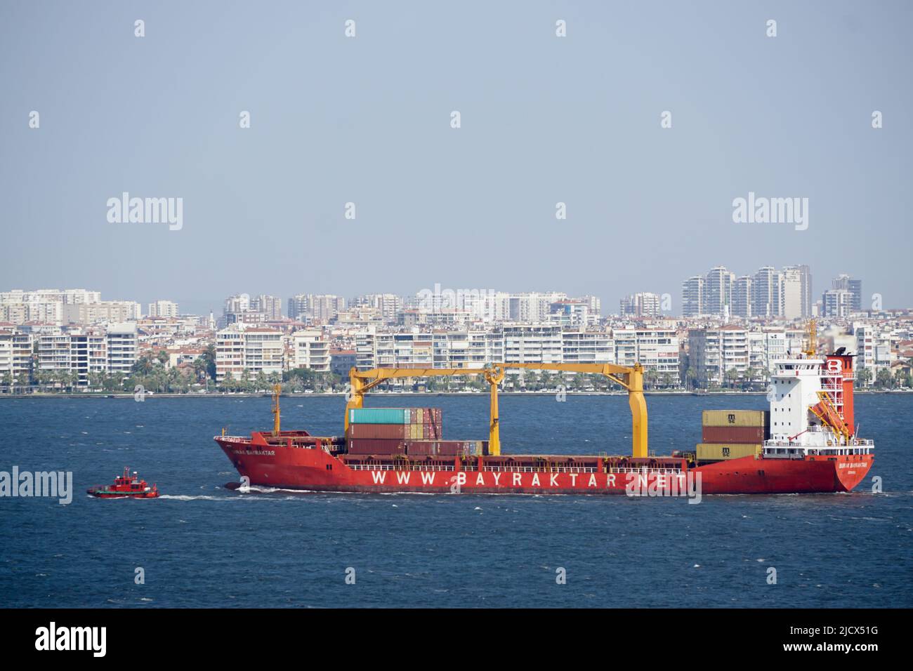 22 July 2021 Izmir Turkey Bayraktar named vessel departured from izmir ...