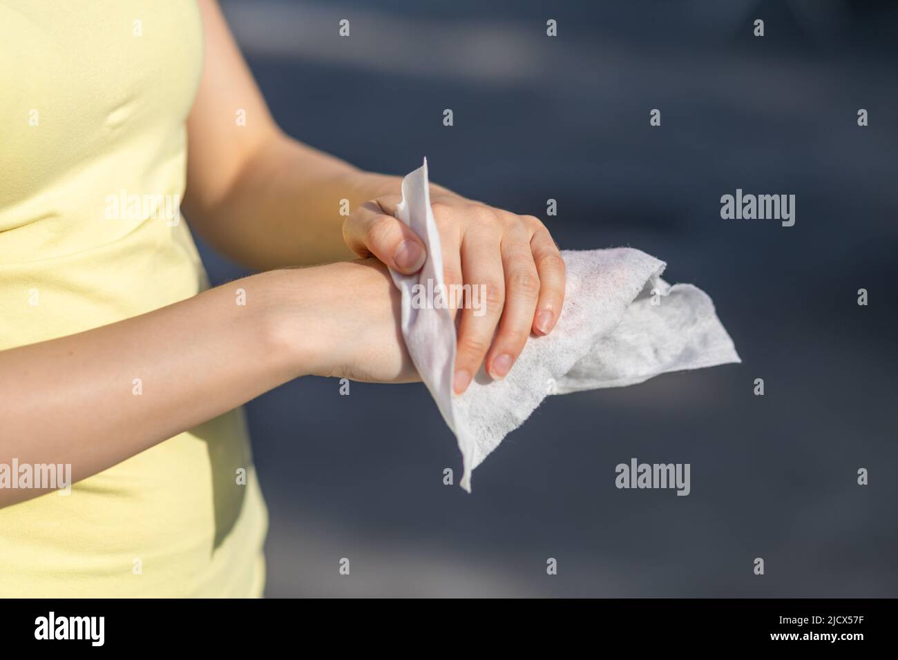 Cleaning hands with wet wipes, prevention of infectious diseases ...
