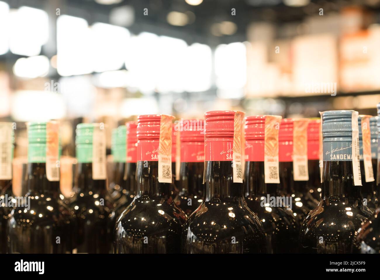 Lviv, Ukraine - February 20, 2022 : Bad Boy store, selection of bottles ...
