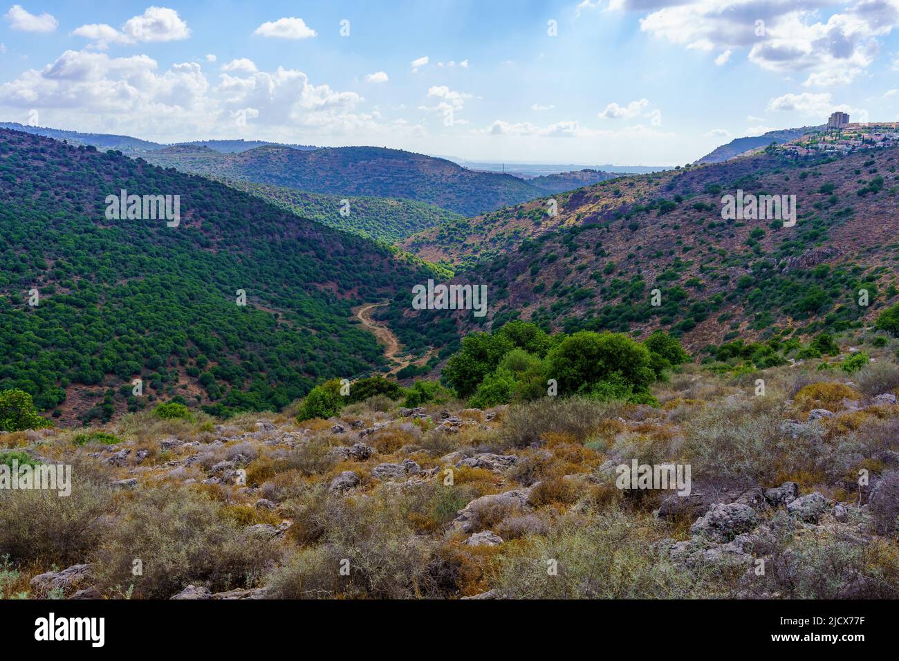 View of Galilee landscape and the Hilazon valley, in Karmiel, Northern ...