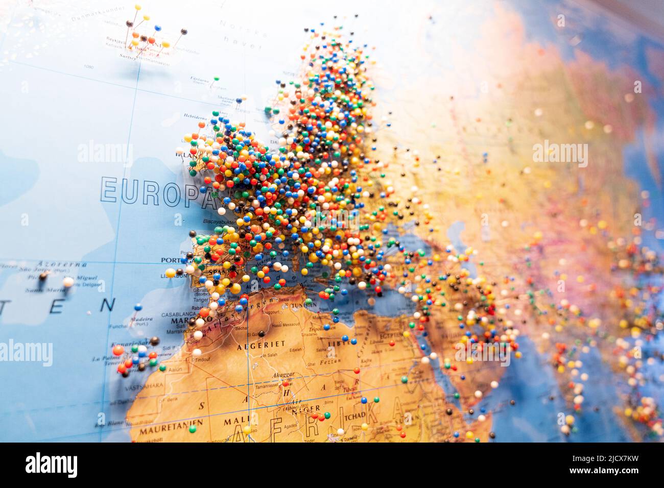 Pinned map of Europe Stock Photo - Alamy