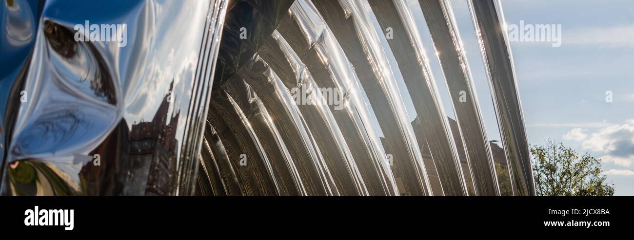 WROCLAW, POLAND - APRIL 18, 2022: Futuristic Nawa arch with sunlight ...