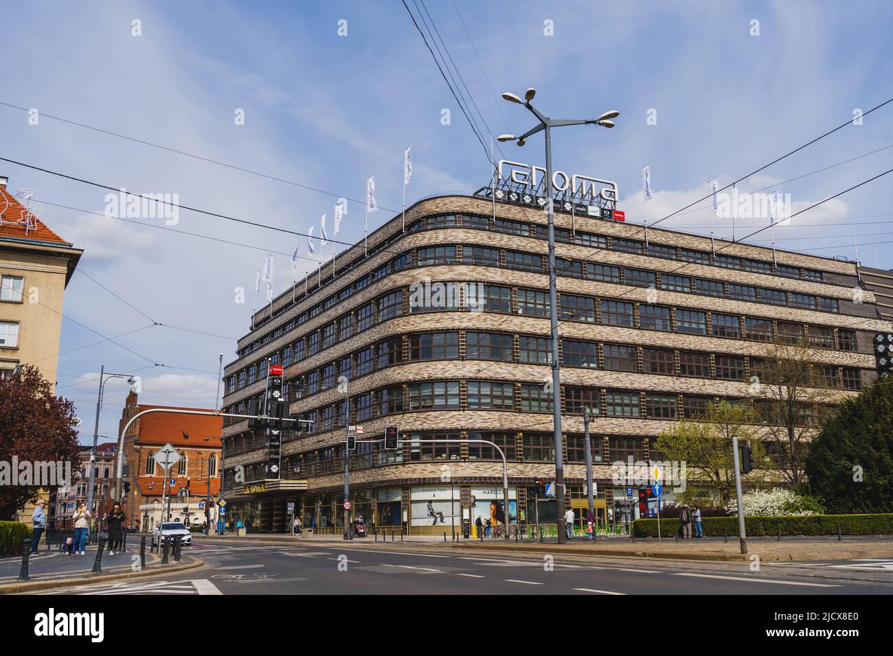WROCLAW, POLAND - APRIL 18, 2022: Renoma shopping mall on urban street ...