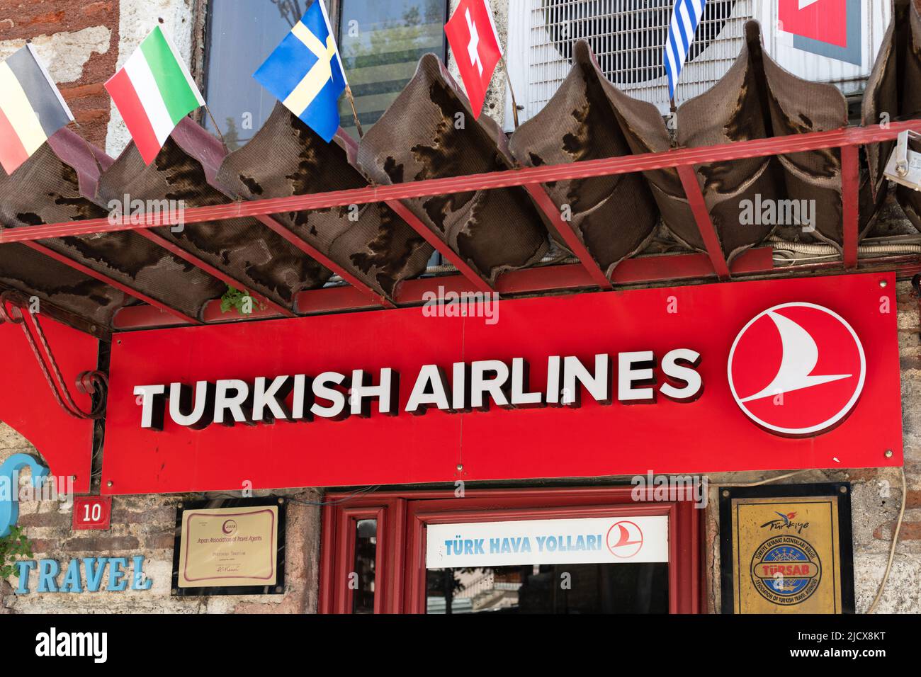 Turkish Airlines sign with smaller sign in turkish - Turk Hava Yollari ...