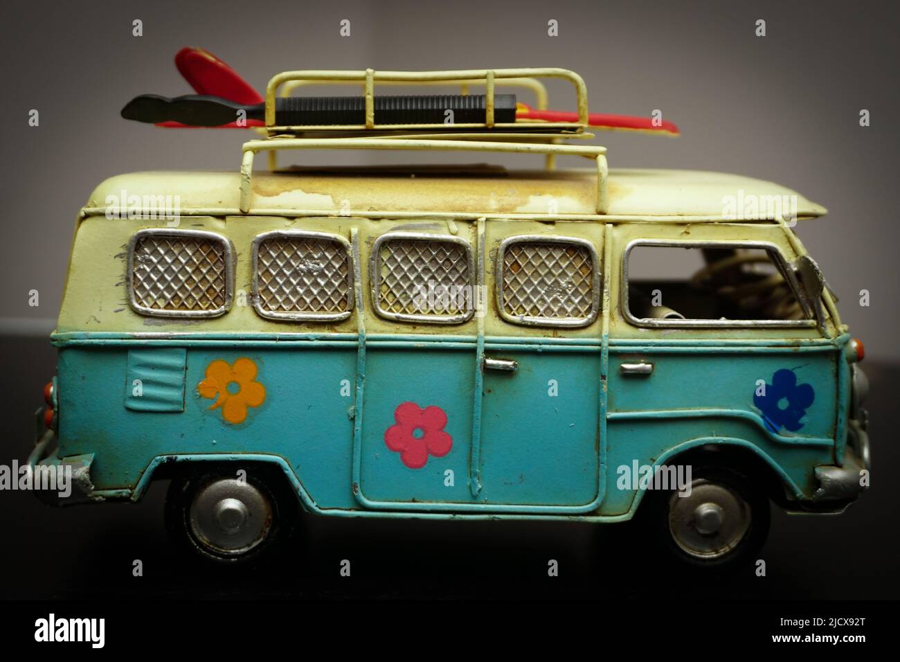 Handmade metal model car close up view Stock Photo - Alamy