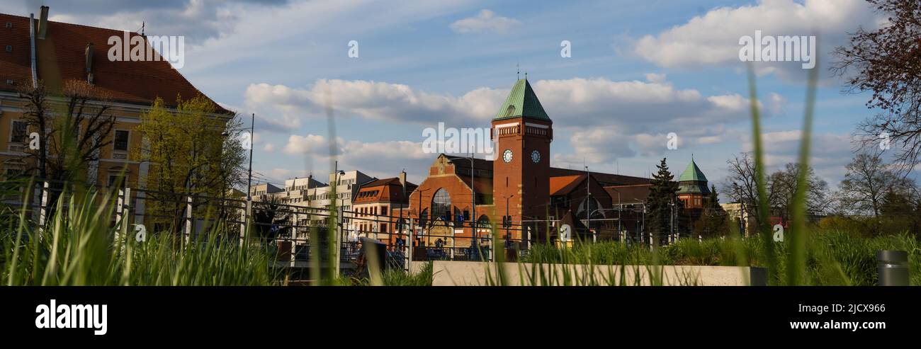 Market Hall building on street in Wroclaw, banner Stock Photo - Alamy