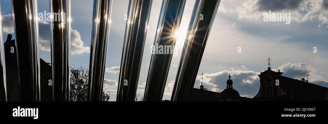 Nawa arch with sunlight and cloudy sky at background in Wroclaw, banner ...