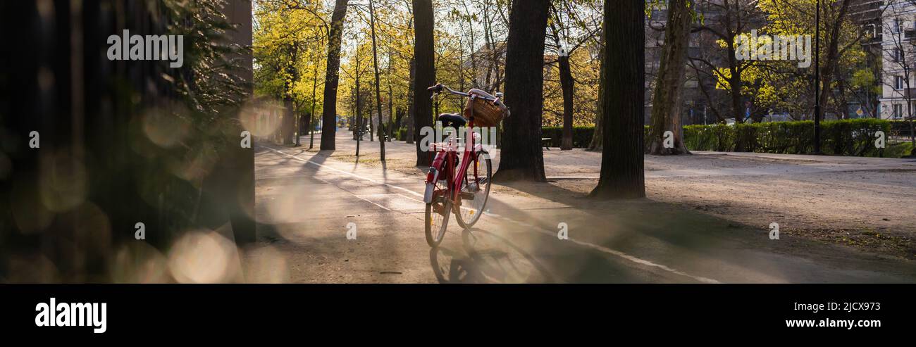 Bicycle on urban street in Wroclaw, banner Stock Photo - Alamy