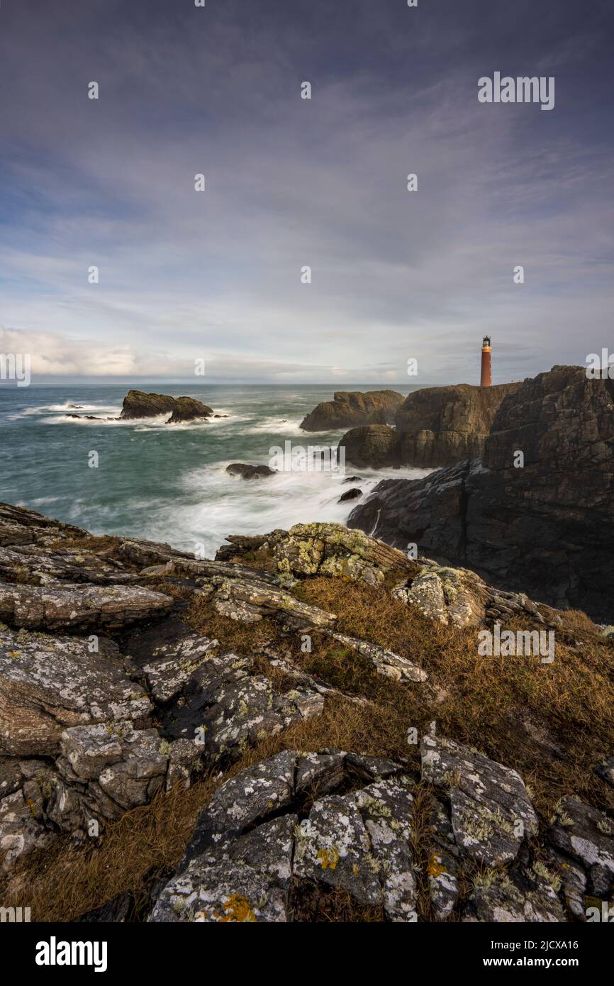 Butt of Lewis Lighthouse with rugged coast, Isle of Lewis, Outer ...