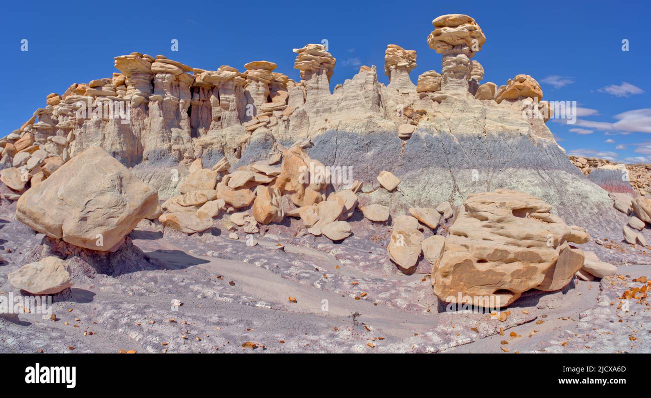 A ridge of hoodoos that resemble dog heads in Devil's Playground at ...
