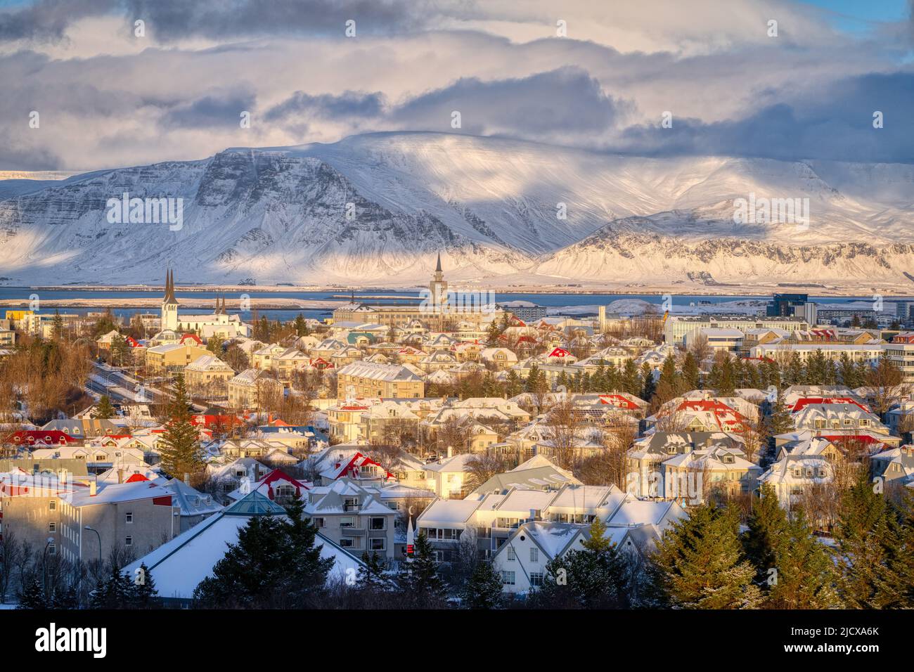 Downtown Reykjavik with mountains in the background, Reykjavik, Iceland ... Downtown Reykjavik with mountains in the background, Reykjavik, Iceland ...