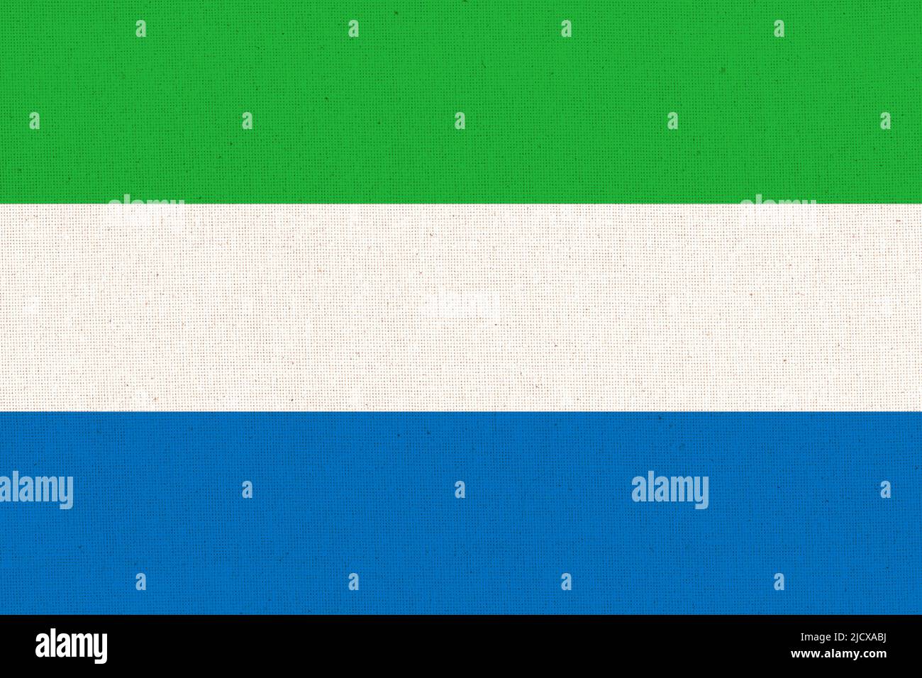Flag of Sierra Leone. Sierra Leone flag on fabric surface. Fabric Texture. National symbol of ...