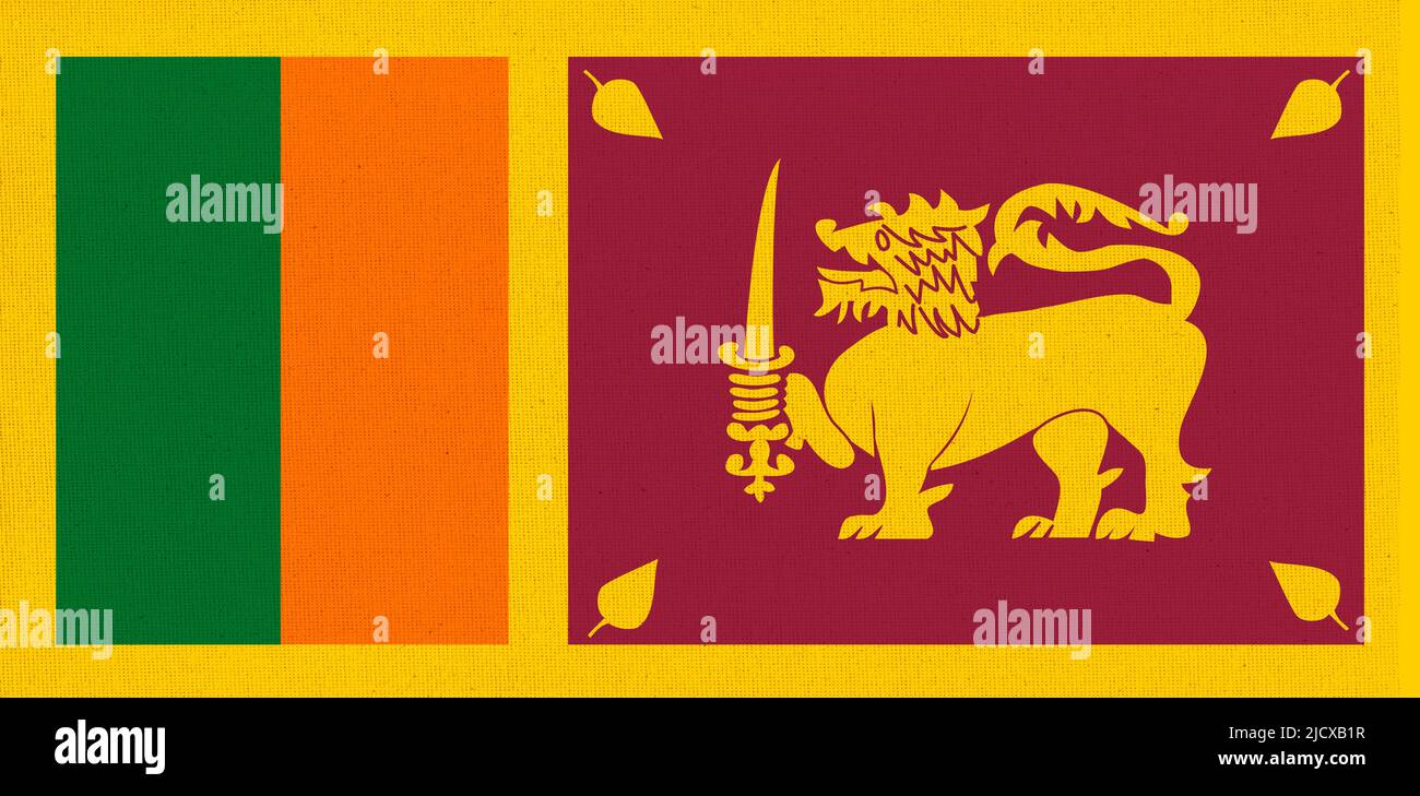 Flag of Sri Lanka. Sri Lanka flag on fabric surface. Fabric texture ...