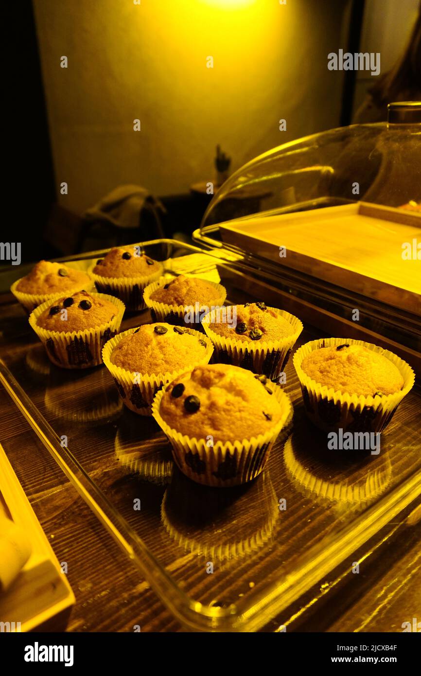 Cup cake and filter coffee close up view Stock Photo - Alamy