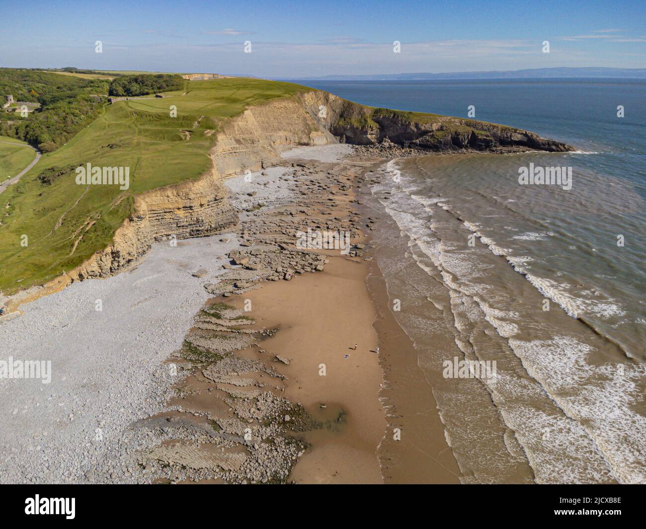 Aerial Views of Dunraven Bay, Southerndown, Vale of Glamorgan, Wales ...