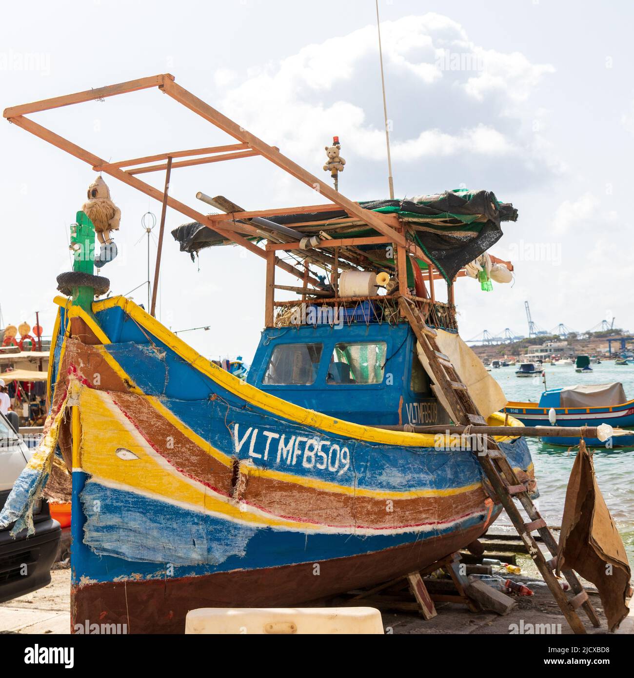 New Luzzu boat being built Stock Photo - Alamy