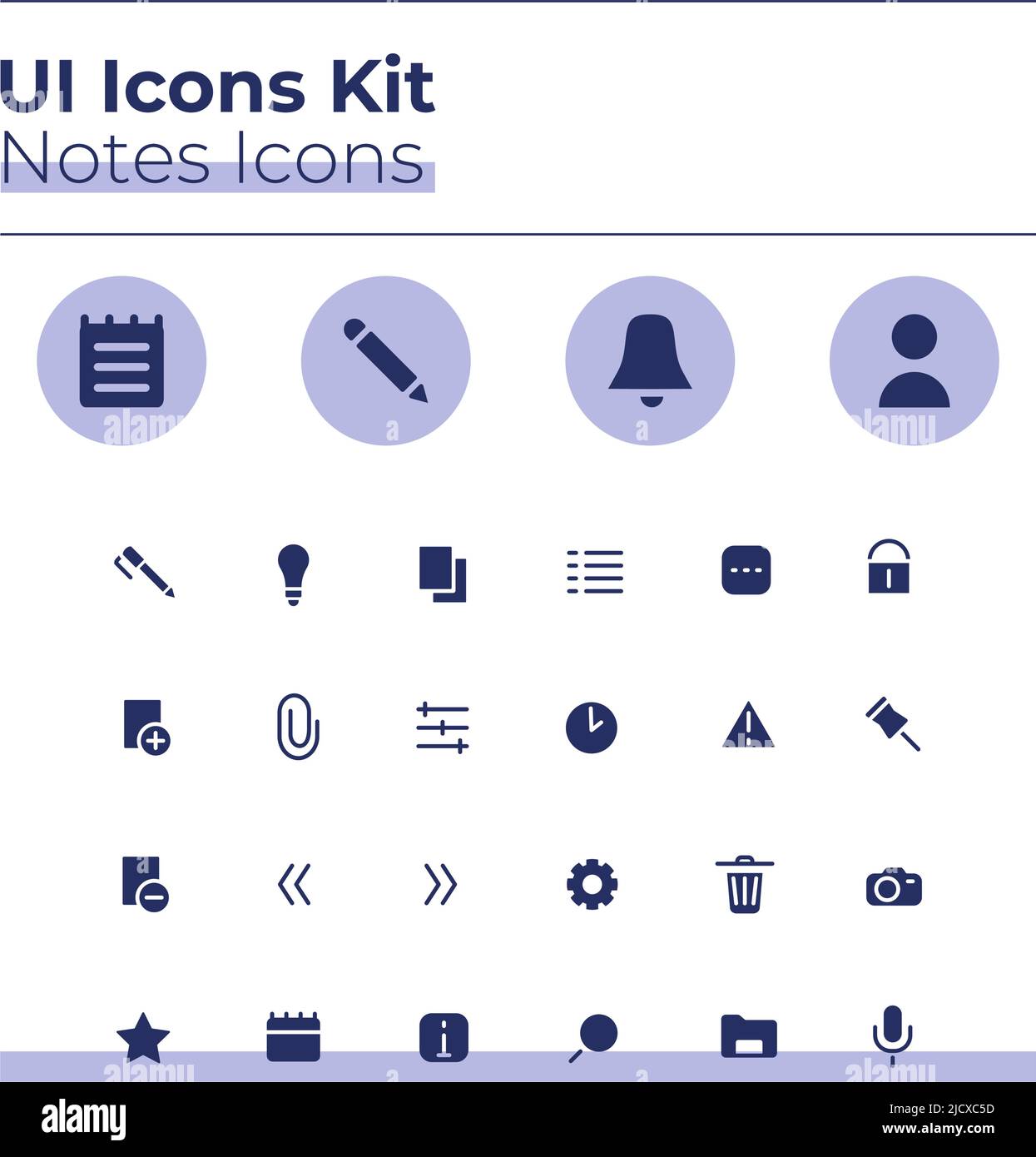 Notes UI icons kit Stock Vector Image & Art - Alamy