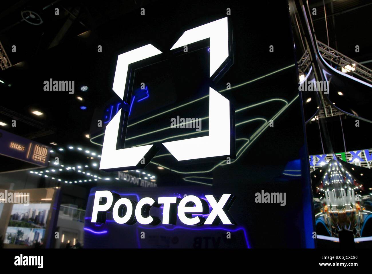 In this photo illustration, Rostec Logo on the St. Petersburg ...