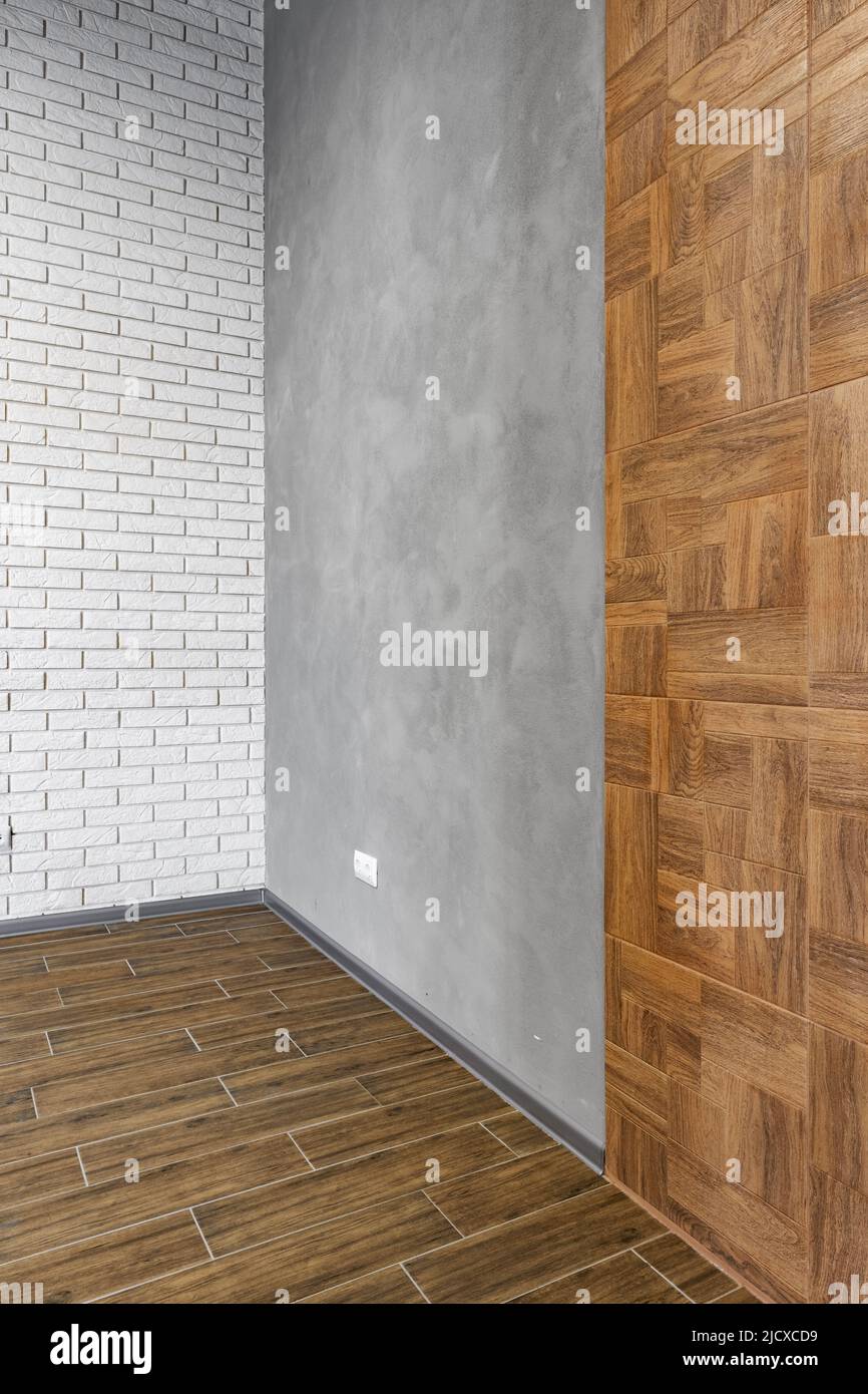 Modern loft style office interior with wooden wall Stock Photo - Alamy