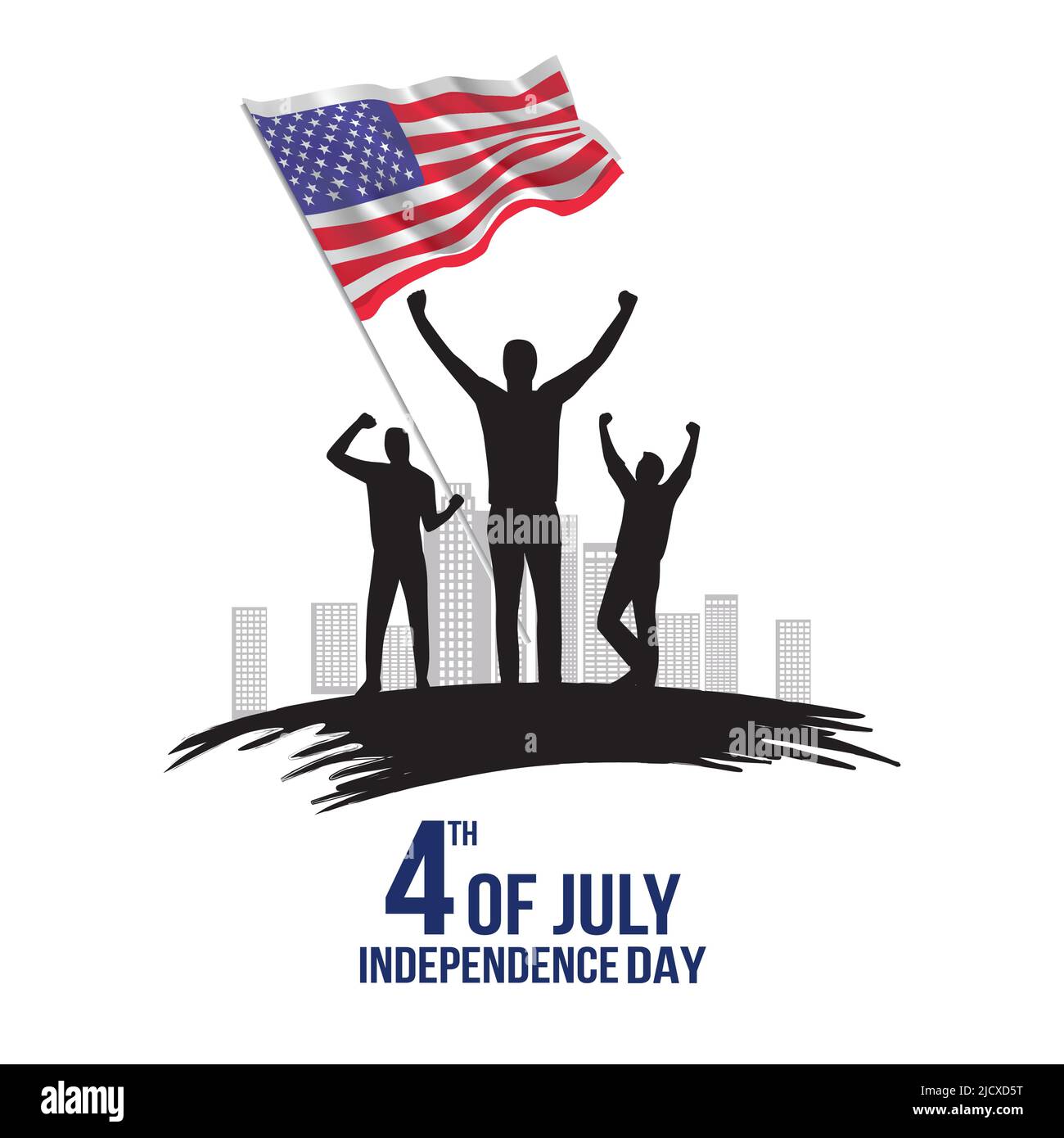 happy independence day America. flag with group of people. vector ...