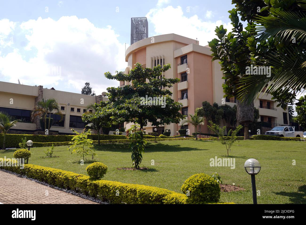 The garden and grounds of the Hope Hostel in Kigali, Rwanda, where ...
